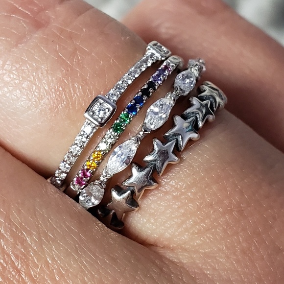 Jewelry | 925 Silver Rainbow Minimal Band Tiny Stackable | Poshmark